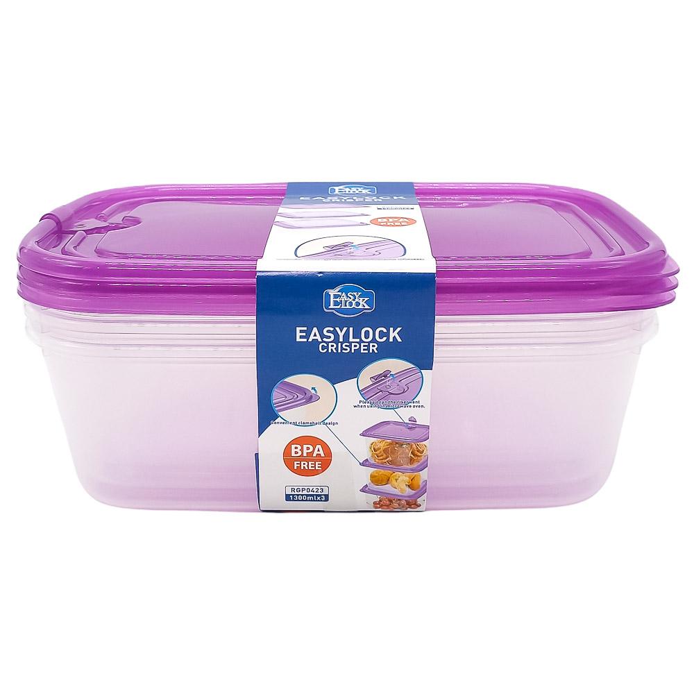 Set de Envases Plásticos Easy Lock Rectangular 3 Piezas Set de Envases Plásticos Easy Lock Rectangular 3 Piezas