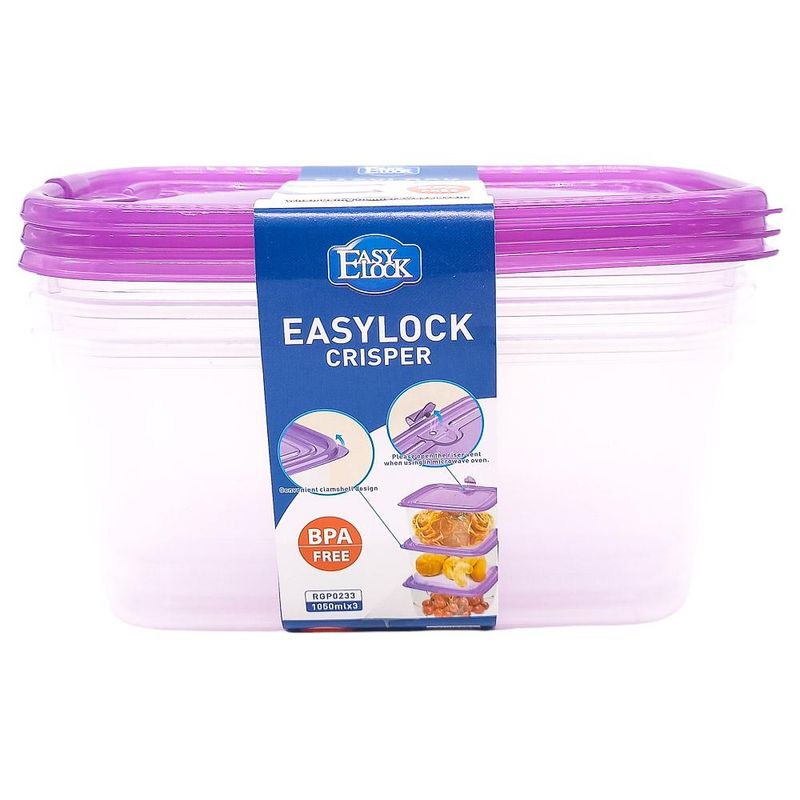 Set de Envases Plásticos Easy Lock Rectangular 3 Piezas Set de Envases Plásticos Easy Lock Rectangular 3 Piezas