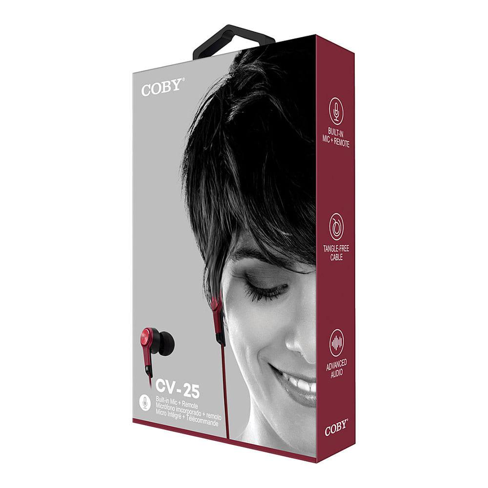 Audífono Estéreo Coby Metal Con Micrófono Rojo