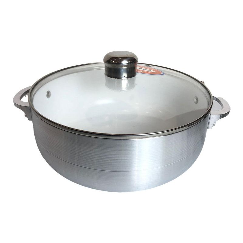Caldero de Aluminio Homestar Con Tapa de Vidrio 26 cm