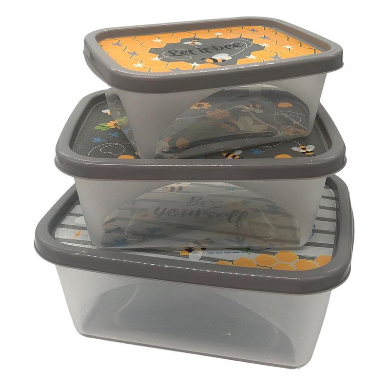 Set De Envases Rectangular Jaguar Utilidades De Plástico 3 Piezas