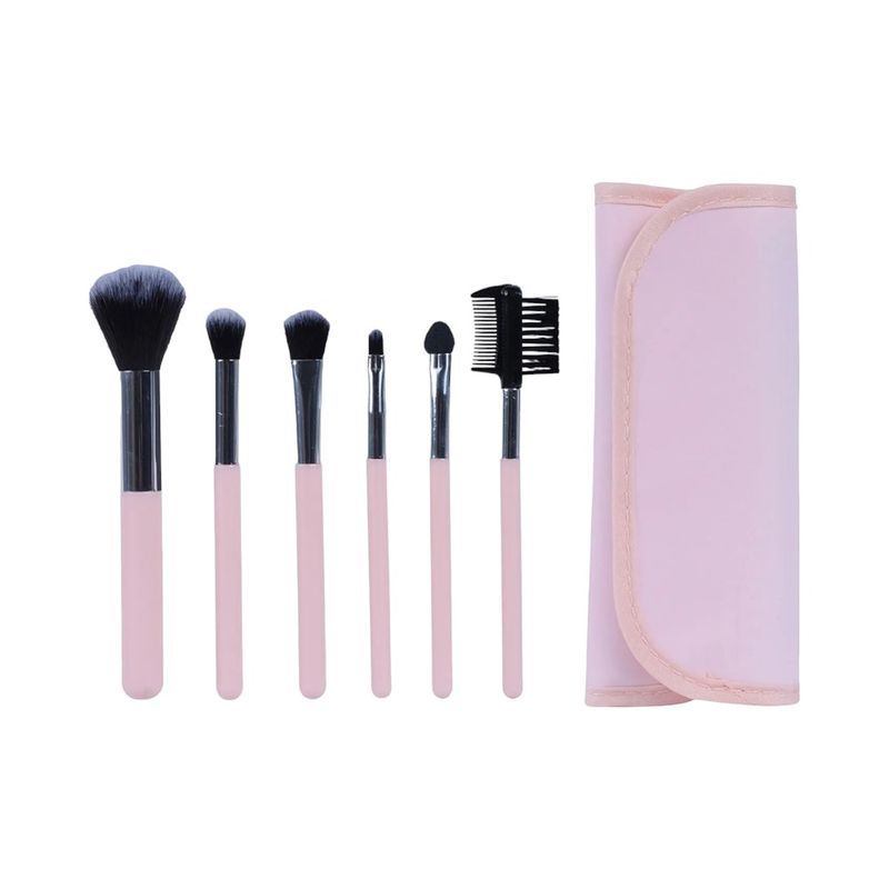 Set de Brochas De Maquillaje Miniso Con Estuche Rosa 7 Piezas.