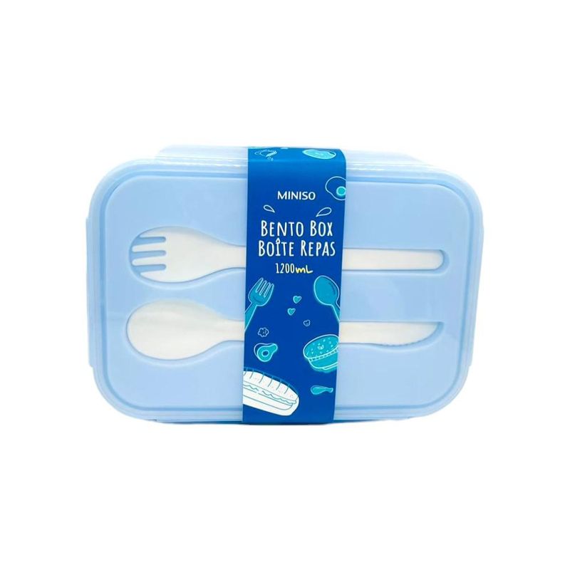 Caja Bento Miniso Rectangular 1200 Ml Celeste