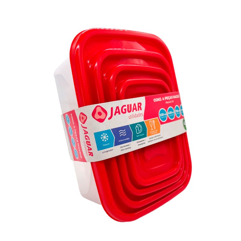 Envase Plastico Jaguar Utilidades Maceio Set 4pz Rectangular