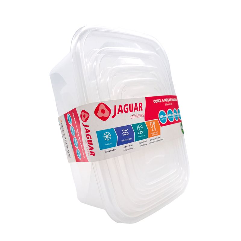 Envase Plastico Jaguar Utilidades Maceio Set 4pz Rectangular